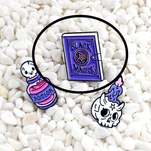 Jewelry | Only Ships With 15 Orders Purple Black Magic Book Pin | Poshmark